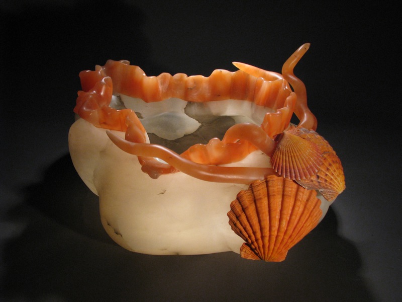 Large House Bowls in rare American Alabaster by Paul Hawkins, Sculptor ...